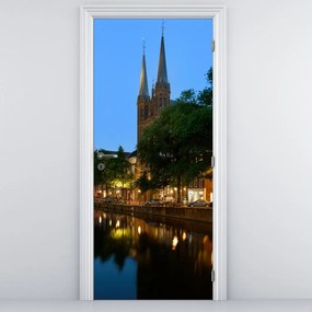 Fototapeta na dveře - Noční historické město (95x205cm)