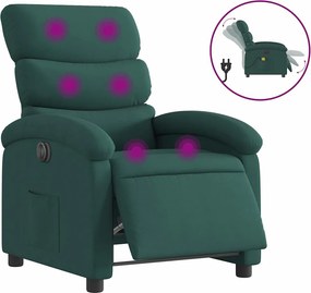 Elektrické masážní polohovací křeslo tmavě zelené textil 3203972