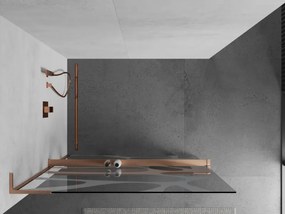 Mexen Kioto+ L, sprchová zástěna Walk-In s poličkou a věšákem 80 x 200 cm, 8mm čiré sklo bílý vzor, ​​měděný matný profil, 800-080-123-65-97