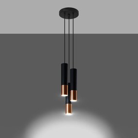 Sollux Lighting Závěsné svítidlo LOOPEZ 3P černé/měď
