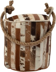 Zarážka ke dveřím patchwork z hnědé a bílé kravské kůže – 20*20*20 cm