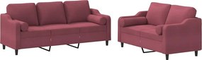 2dílná sedací souprava s polštáři vínová textil 3201856