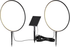 Exteriérové ​​solární zapichovací svítidlo Rings, 2x LED 1,5w, černá