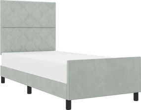 Postel s boxspringem s čelo Světle šedá 90 x 190 cm samet 3344975