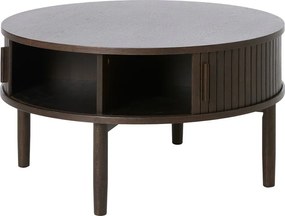 Kulatý konferenční stolek v dekoru dubu v tmavě přírodní barvě ø 85 cm Meta – Unique Furniture
