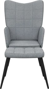 Relaxační židle se stoličkou světle šedá textil 327952
