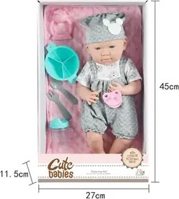TEDDIES Panenka miminko s doplňky 40 cm / Pevné tělo / 18m+