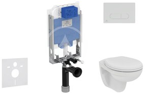 Ideal Standard - Set předstěnové instalace, klozetu a sedátka Eurovit, tlačítka Oleas M1, Rimless, SoftClose, bílá