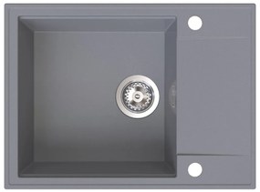 Sink Quality Sink55, kuchyňský granitový dřez 620x460x215 mm + chromový sifon, šedá, SKQ-SINK.D.1KKO.X