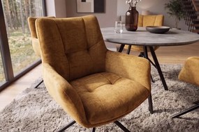 Designová otočná židle Vondila hořčičný samet
