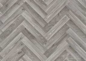 Breno PVC CROWN Oak Chevron 919D - šedé parkety, šíře 100 cm