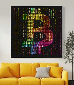 Obraz na plátně - Bitcoin barevné tečky FeelHappy.cz Velikost obrazu: 40 x 40 cm