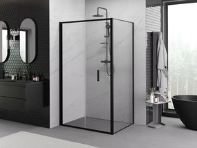Mexen Exo, skládací sprchová kabina, dveře 110 cm + boční stěna 75 cm, transparentní sklo, černá, 816-110-075-70-00