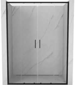 Mexen Exo dvojité posuvné sprchové dveře 150 cm, transparentní, černé - 8152-150-000-70-00
