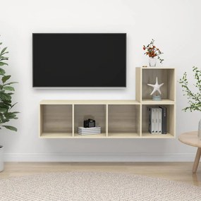 2dílný set TV skříněk dub sonoma dřevotříska 3079802