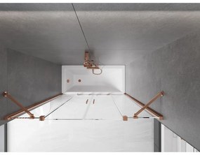 Mexen Velar Duo, 2-křídlová posuvná vanová zástěna 140 x 150 cm, 8mm čiré sklo, růžové zlato profil, 896-140-000-02-60