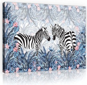 Obraz 100x75 Zebra tropické listy stylizované do černobílé růže