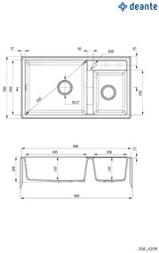 Deante Dřez Eridan 2 komory, granit - ZQE T20B antracit metalic