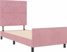 Postel s boxspringem s čelo Růžová 90 x 200 cm samet 3344854