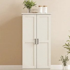 HOMCOM kuchyňský bufet, kuchyňská skříňka 5 pater s dveřmi a nastavitelnými policemi, 60d x 40h x 120v cm, dřevěný dekor krémová