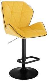 LuxuryForm Barová židle MILANO MAX VELUR na černém talíři - žlutá