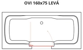 Vana s dvířky Polimat OVI 160x75 LEVÁ s černým čelním krycím panelem + vanový sifon automat s přepadem VABPS-ZU 70