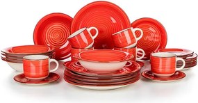Keramická jídelní souprava SPIRAL RED 30 ks