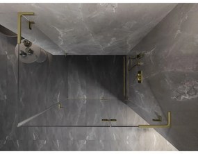 Mexen Lunar, L pravý výklopný sprchový kout 75 x 70 cm, 8mm čiré sklo, zlatý kartáčovaný - 834L-075-070-55-00-P