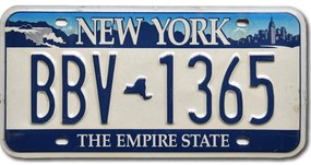 Americká SPZ New York Empire State BBV 1365