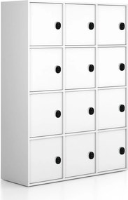 Kancelářská skříň FRAME, 12x dveře, 1299 x 450 x 1735 mm, kódový zámek, bílá