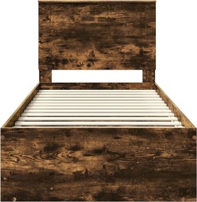 Rám postele s čelo Kouřový dub 90 x 200 cm Masivní borové dřevo 3409412