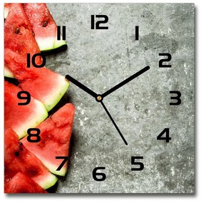 Wallmuralia Skleněné hodiny čtverec Nakrájený meloun 30x30 cm
