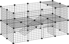 PawHut hračka pro zvířátka - DIY playpen pro štěňata s kovovou mřížkou pro malá zvířata - 36 panelů - černá - 146 x 73 x 73 cm | Aosom