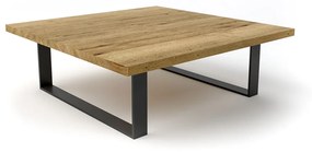 Dubový konferenční stolek Mere z masivu Rozměr: 700 x 700 x 300, Barva oceli: Matná bílá, Barva dřeva: Dřevitá černá