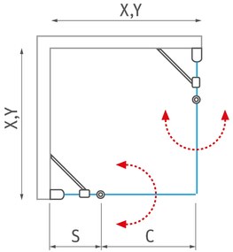 Roth Čtvercový nebo obdélníkový sprchový kout CI EPF+CI EPF, černý elox Varianta: rozměry: 80x80 cm, orientace: Uni - (CI EPF/800+CI EPF/800_cer), Barva profilů a typ výplně: profily: černá (elox), výplň: transparent