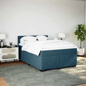 Box spring postel s matrací modrá 160 x 200 cm samet 3288658