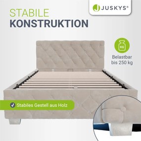 Juskys Čalouněná postel Nizza s LED osvětlením Barva: béžová, Velikost: 180 × 200 cm