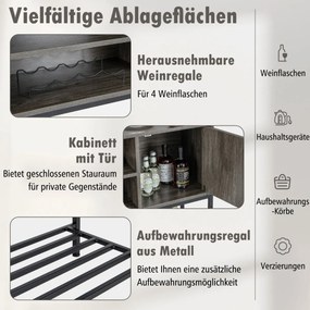 Costway Bar Cabinet s stojany na víno a policemi Dřevěný konzolový stůl