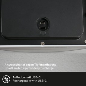 BRI 3795014 LED nabíjecí nástěnné svítidlo, venkovní, pohybové čidlo, soumrakový senzor, IP44, matný chrom - BRILONER