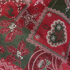 SCANquilt ubrus MOTIV LUREX vánoční patch červenozelená 120 x 150 cm