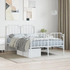 vidaXL Kovový rám postele s hlavovým a nožním čelem 120 x 190 cm [373902] Barva: Bílá