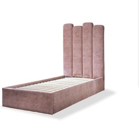 Růžová čalouněná jednolůžková postel s úložným prostorem s roštem 90x200 cm Dreamy Aurora – Miuform