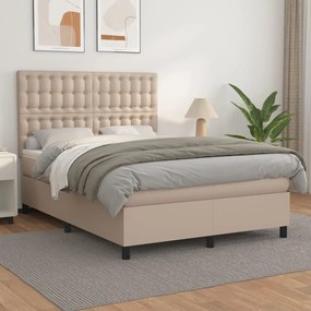 Box spring postel s matrací cappuccino 140x190 cm umělá kůže