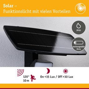 P 95705 Solární reflektor Flotas se soumrakovým a pohybovým čidlem (HF) IP65 3000K antracit - PAULMANN