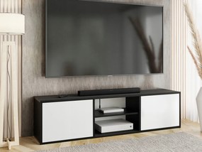 TV skříňka EDI 3 černý + bílý otevřená TV skříňka s policí