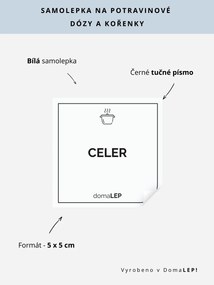 Samolepka na kořenky CELER bílá 5 × 5 cm tučné písmo