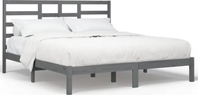 Rám postele šedý masivní dřevo 200 x 200 cm 3105817