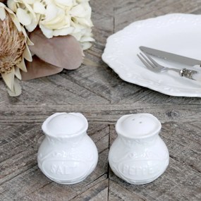 Chic Antique Solnička a pepřenka Provence - set 2 ks, bílá barva, porcelán