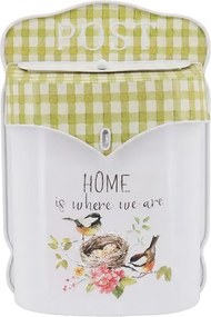 Bílá antik poštovní schránka s ptáčky Home - 24*10*35 cm