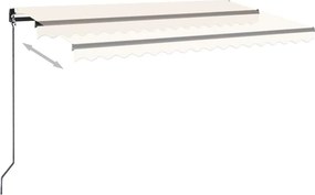 Ručně zatahovací markýza s LED světlem 450 x 350 cm krémová 3069202